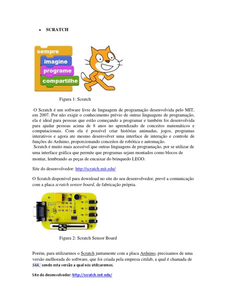 Tutorial De Instalação Do Scratch S4a Com O Arduino 2 Pdf Swift Linguagem De Programação