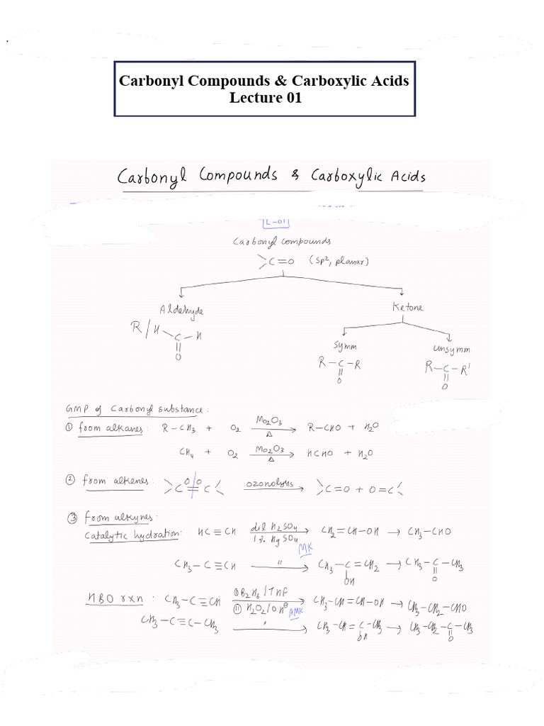 6 Carbonyl Compounds Carboxylic Acids Notes | PDF | Chemistry | Ionization