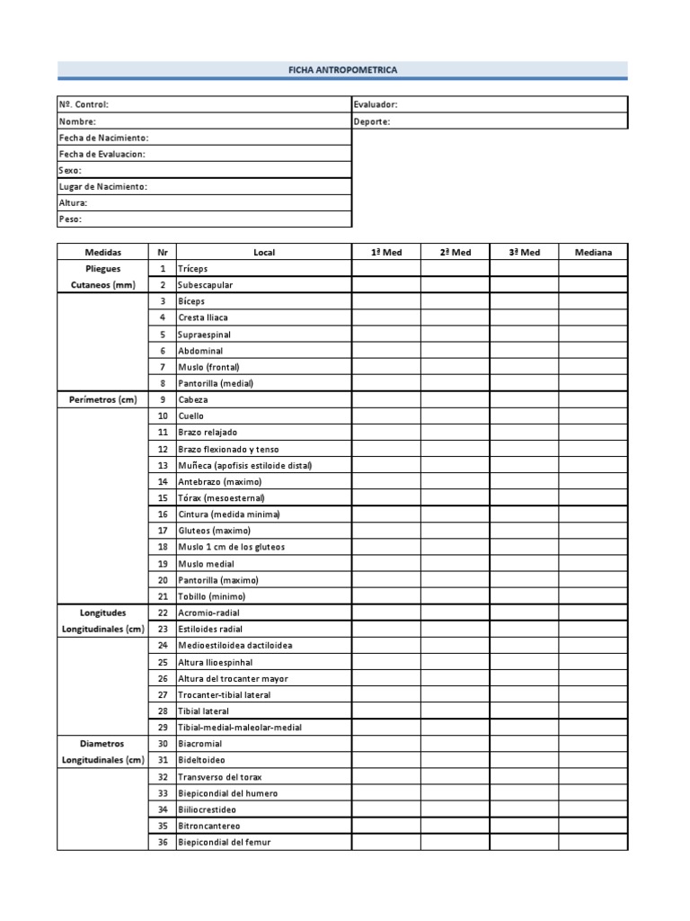 Ficha Antropometrica