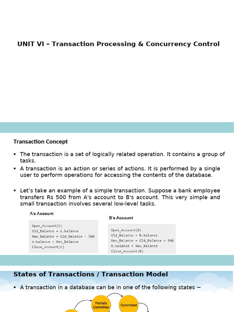 Unit Vi Transaction And Concurrency Control Pdf Database 3900