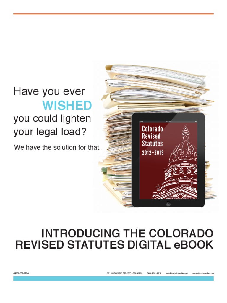 Colorado Revised Statutes Now An Ebook | PDF | Congressional Research ...
