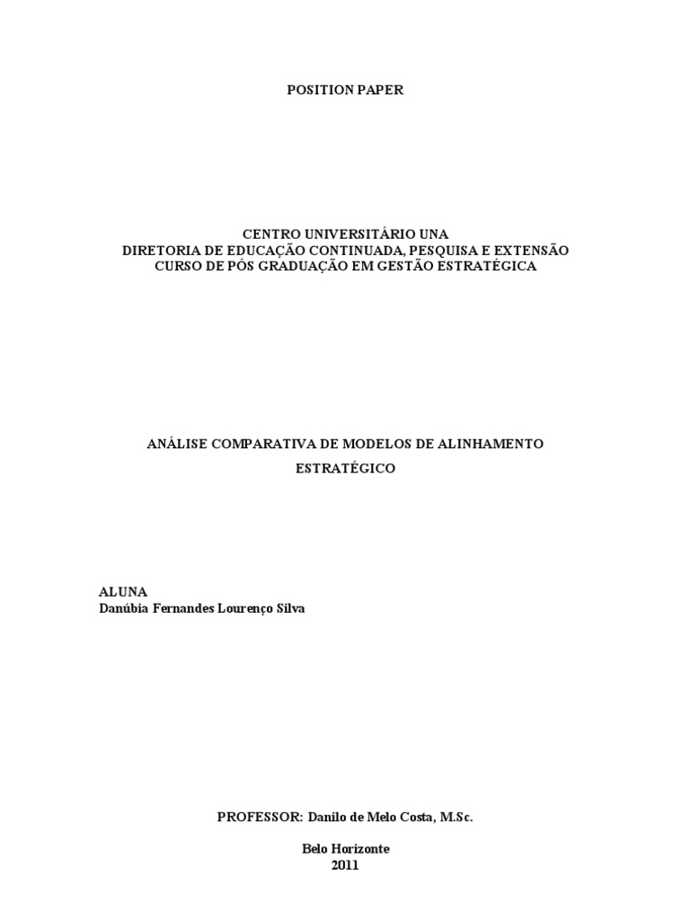 POSITION PAPER Estratégia | PDF | Planejamento estratégico | Planejamento
