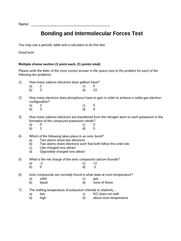 Bonding & Intermolecular Force | PDF