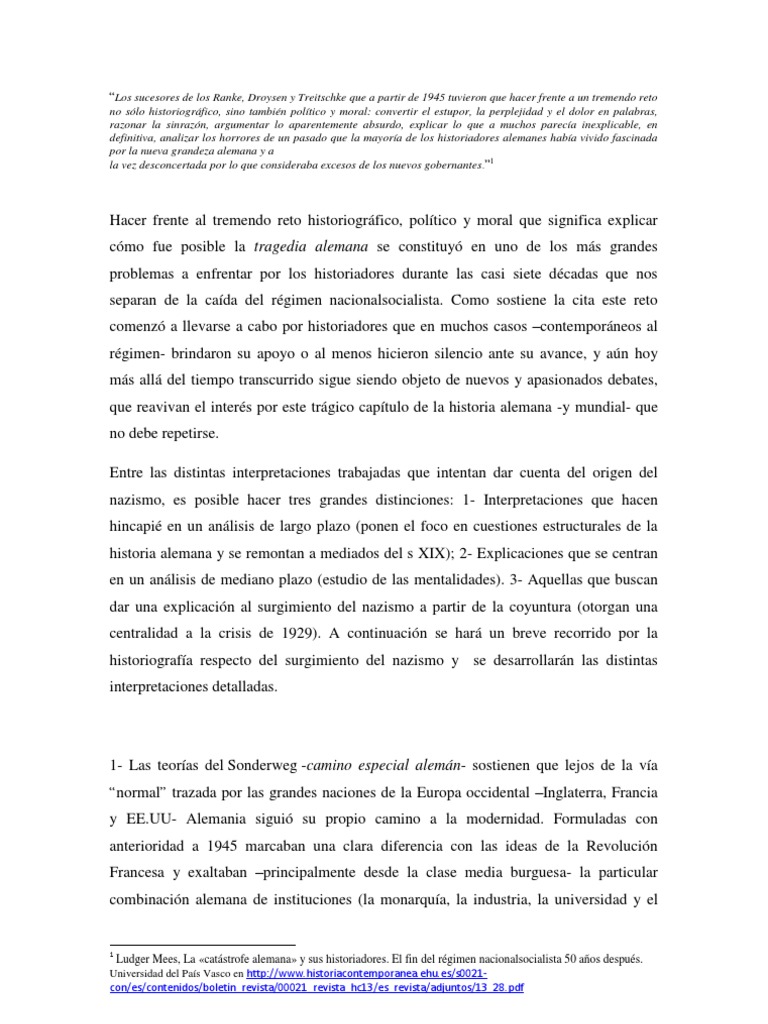 La Teoría Del Sonderweg | Descargar gratis PDF | nazismo | Alemania