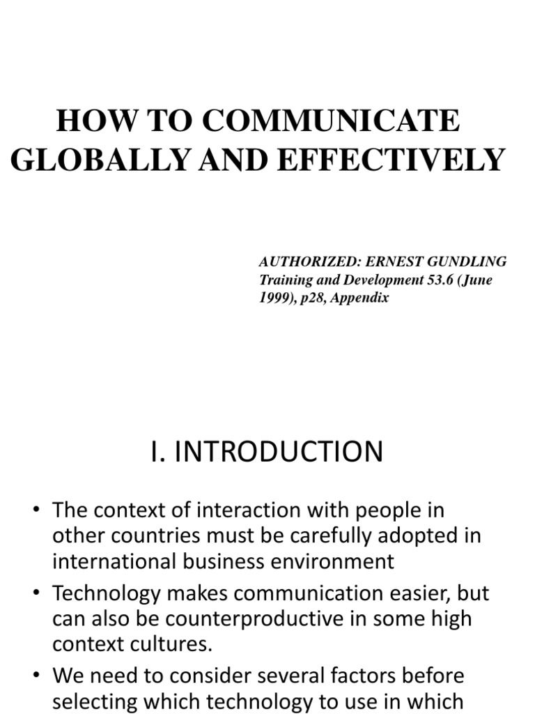 How To Communicate Globally and Effectively | PDF | Cross Cultural ...