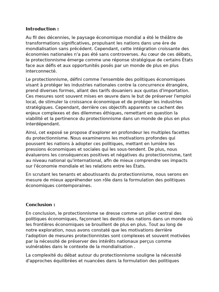 Introduction | PDF | Protectionnisme | Économie