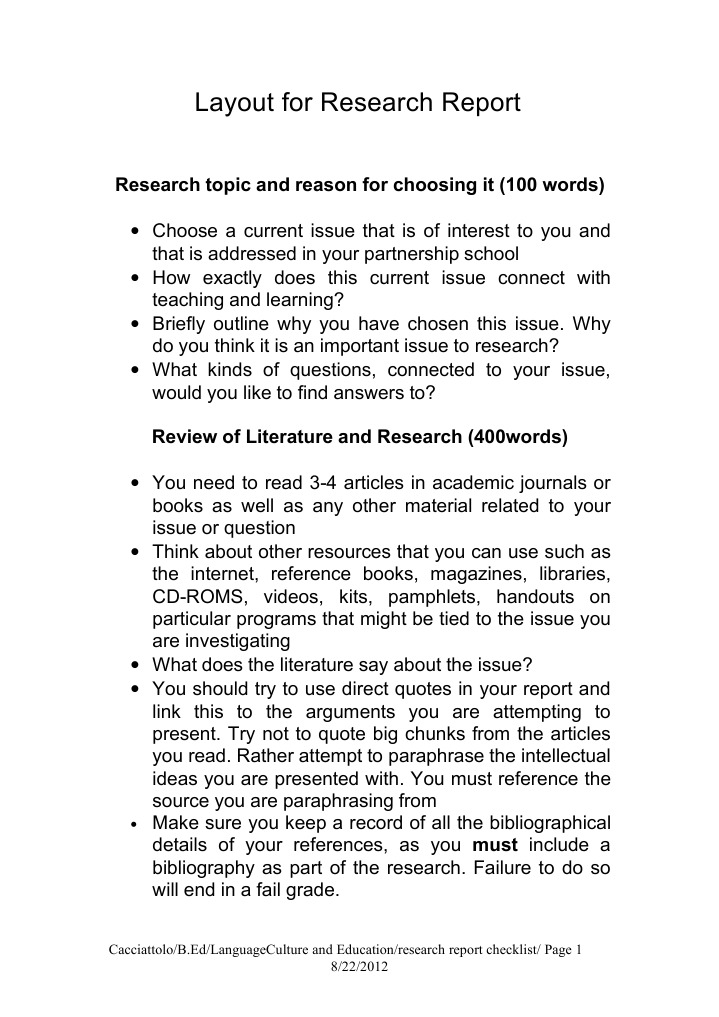 Layout For Research Report | PDF | Data | Bibliography