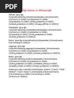 OP Item Commands for Minecraft | PDF
