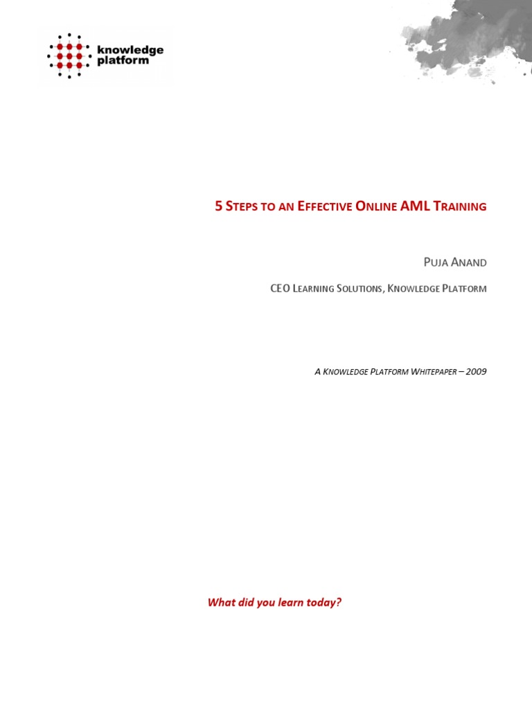 5 Steps To An Effective Online AML Training | PDF | Money Laundering ...