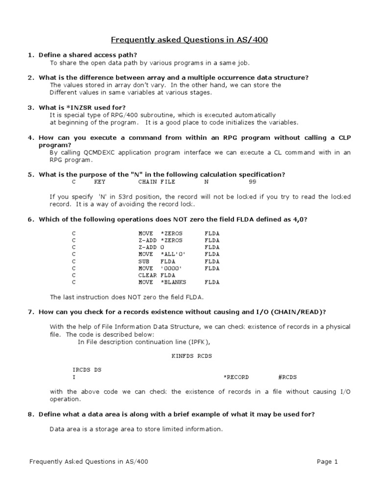 Frequently Asked Questions in AS/400 | PDF