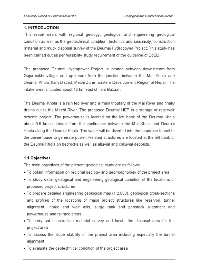 Deu Mai Khola HEP Text - Feasibility | PDF | Geology | Rocks