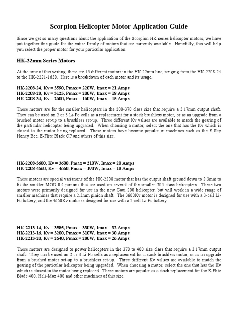 Scorpion Motor | PDF | Gear | Helicopter