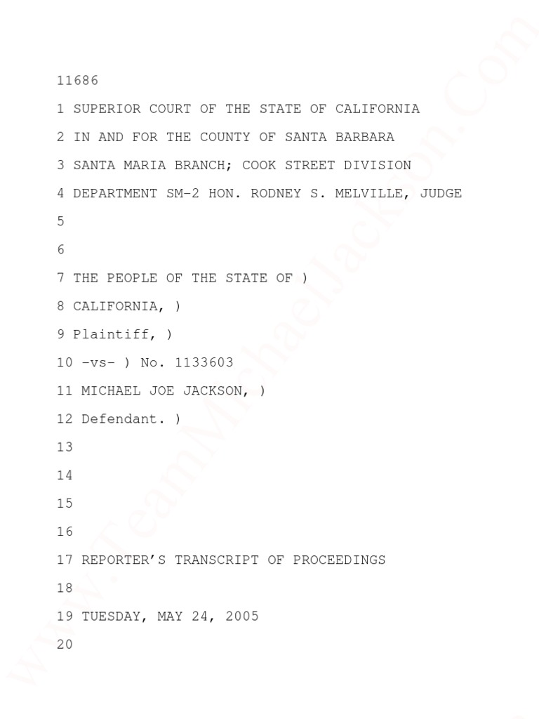 Michael Jackson Trial Proceedings Transcript | PDF | Courtroom | Witness
