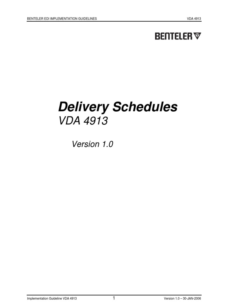 Delivery Schedules VDA 4913 | PDF | Electronic Data Interchange ...