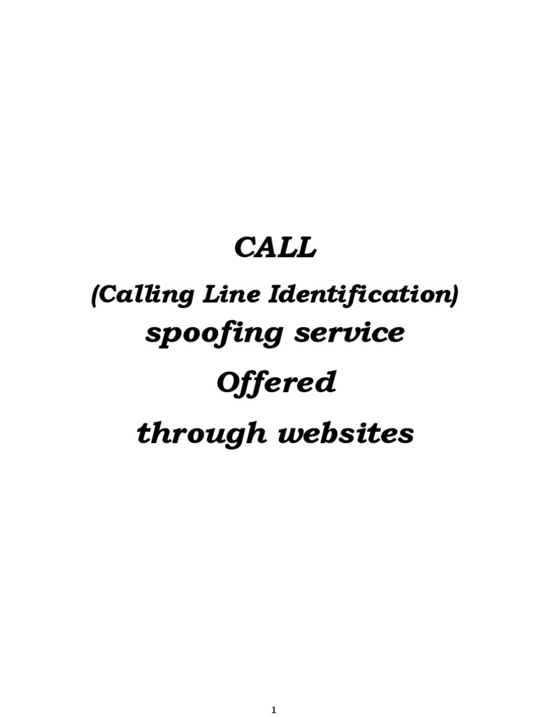 Call Spoofing Services, Modus Operandi, Regulatory Framework and Impact ...