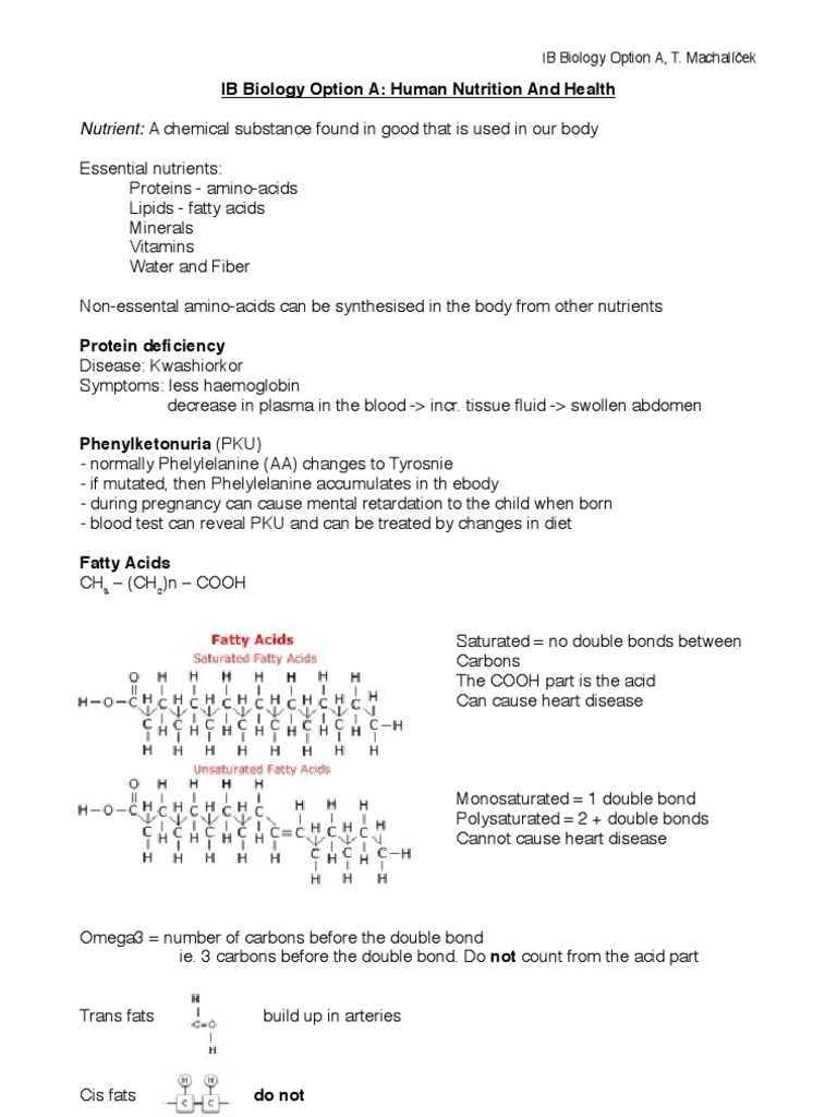 IB Bio Option A Human Nutrition and Diet | PDF | Human Nutrition | Appetite