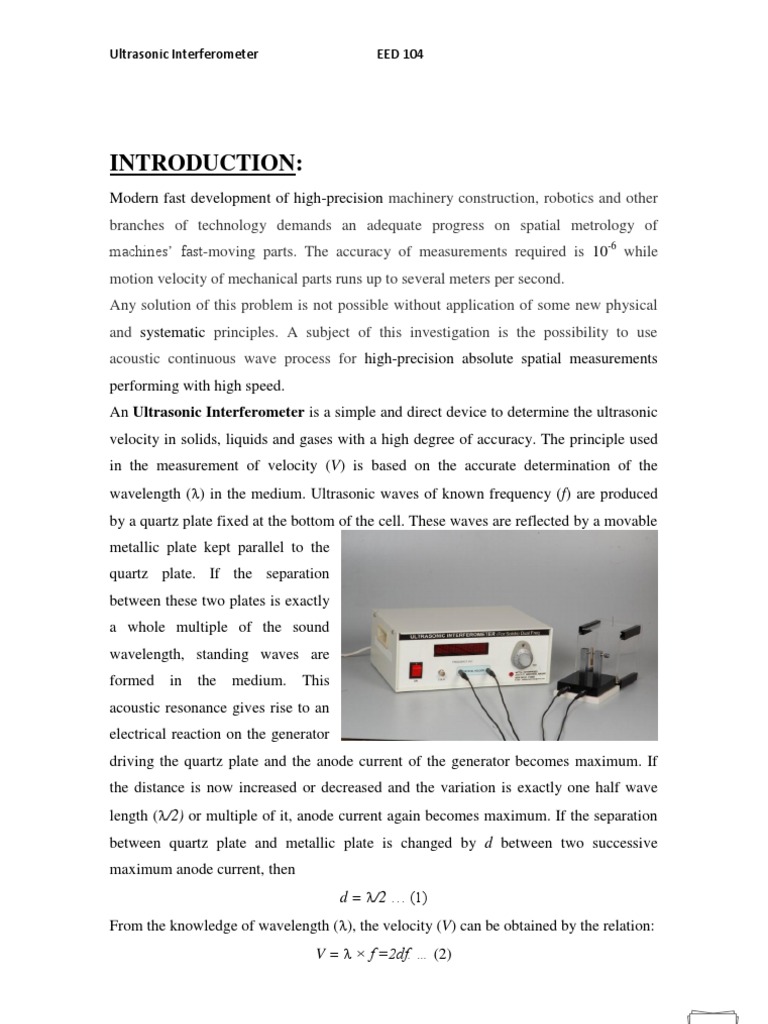 Ultrasonic Interferometer | PDF | Ultrasound | Interferometry