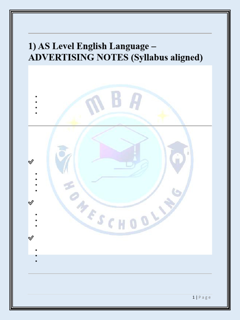 Lesson 3 Feb 2026 as Level English Advertsing | PDF | Advertising | Brand