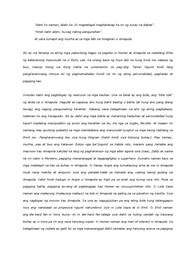 Ricky Lee's Amapola | PDF