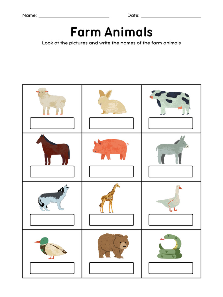 Farm Animals Vocabulary Worksheet | PDF