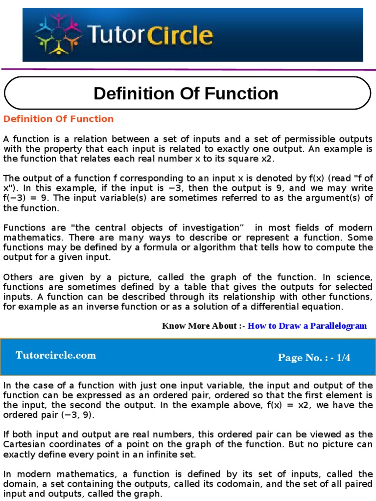 Definition of Function | PDF | Function (Mathematics) | Algebra