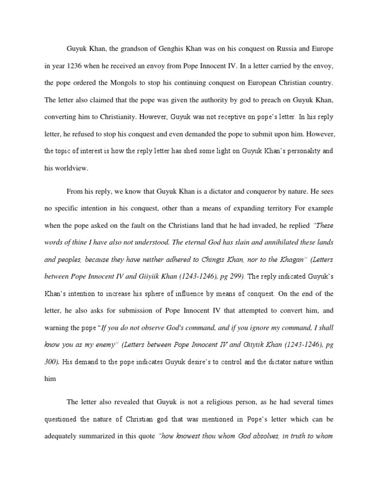 Guyuk Khan Vs Pope Innocent IV | PDF | Genghis Khan | God