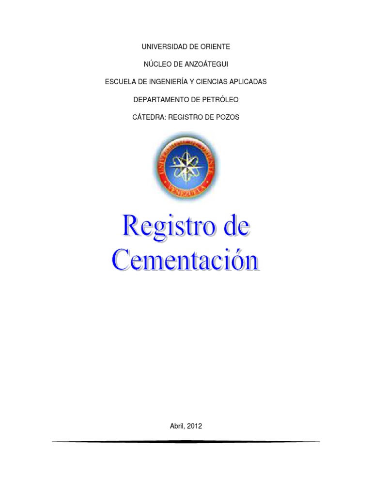 Registro de Cementación | PDF | Cemento | Tubería (transporte de fluidos)