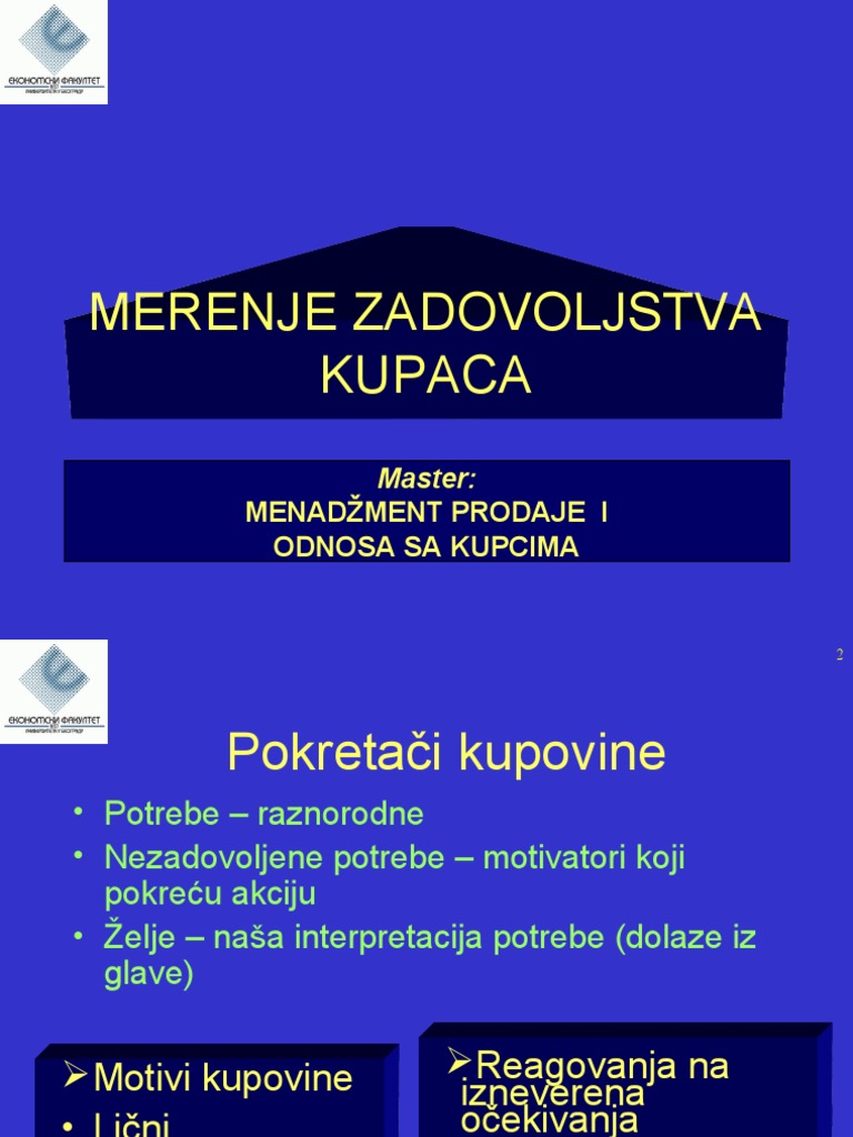 Merenje Zadovoljstva Kupaca | PDF