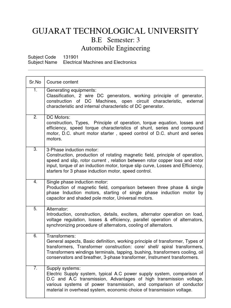 Electrical Machines and Electronics Overview | PDF | Transformer ...