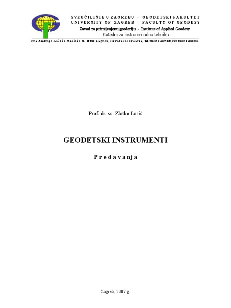 Geodetski Instrumenti - Predavanja | PDF