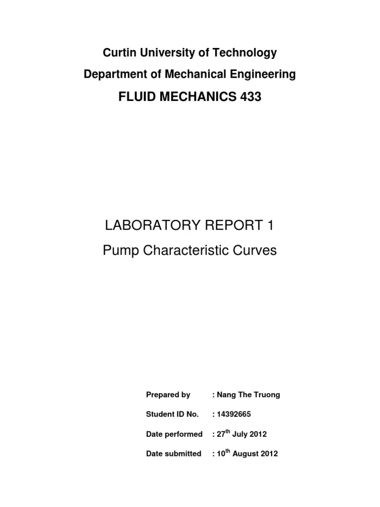 Pump Curve Lab Report | PDF | Pump | Fluid Dynamics