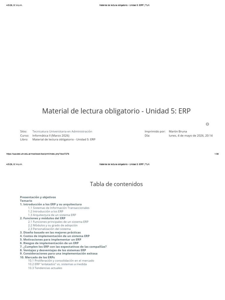 Material de Lectura Obligatorio - Unidad 5_ ERP _ TUA | PDF ...