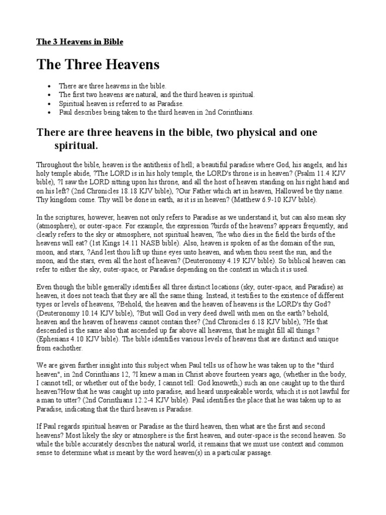 The 3 Heavens in Bible | Heaven | Theology