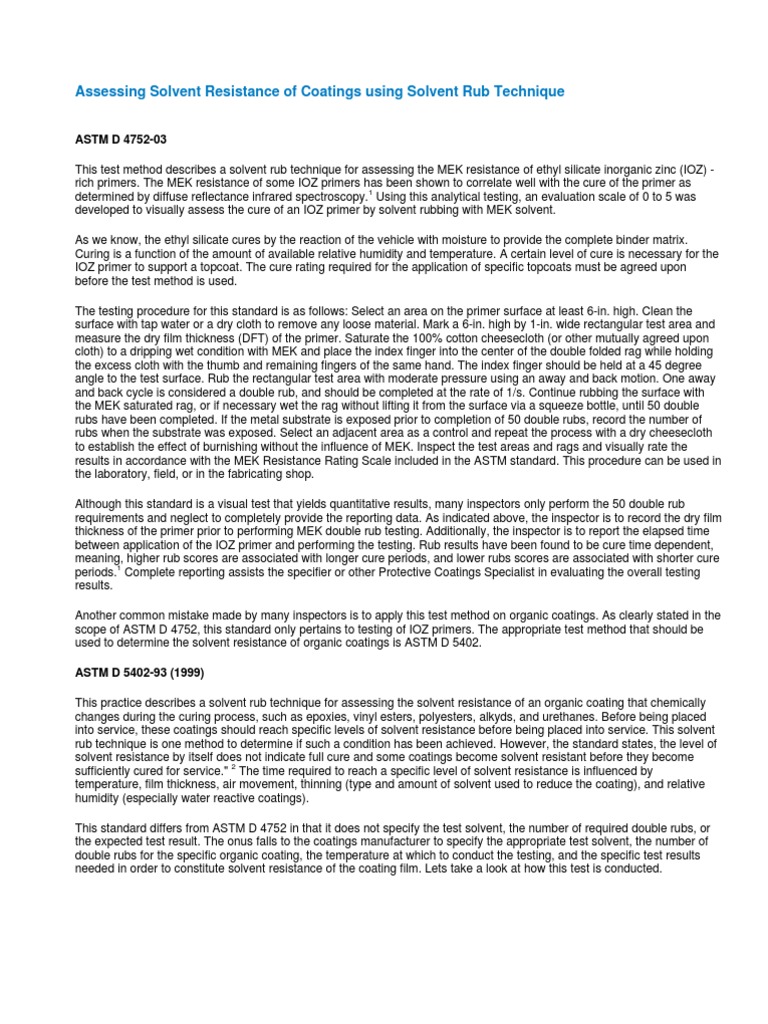 Solvent Resistance Testing of Coatings | PDF | Humidity | Textiles