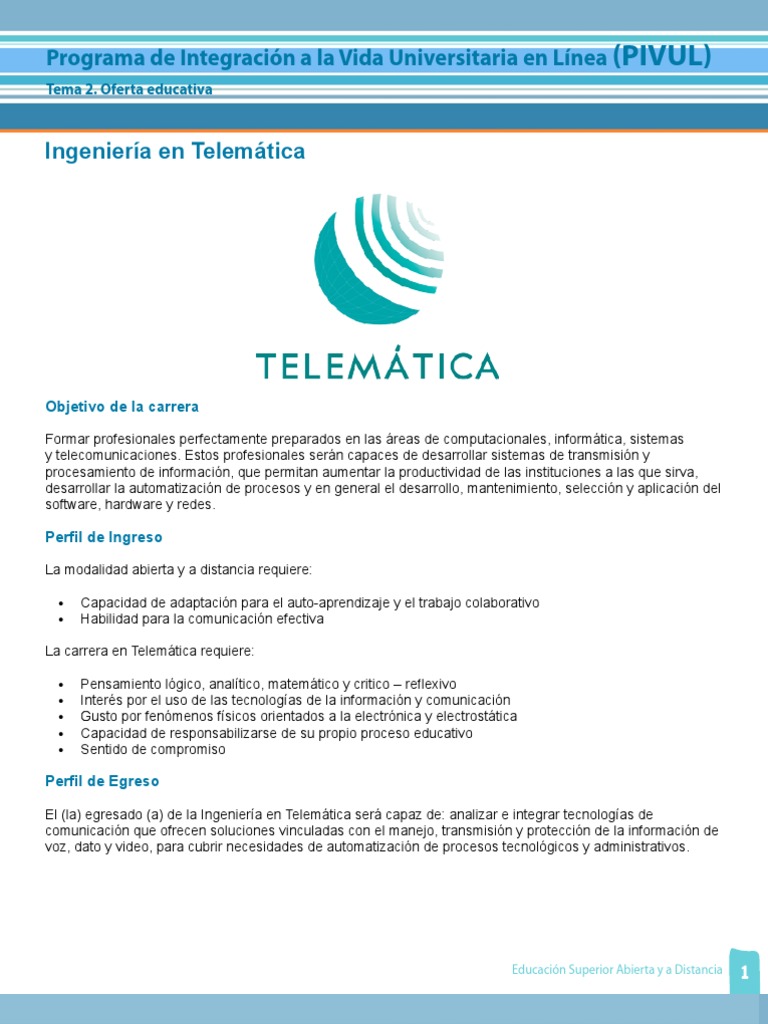Ing Telematica | PDF | Negocios | Tecnología
