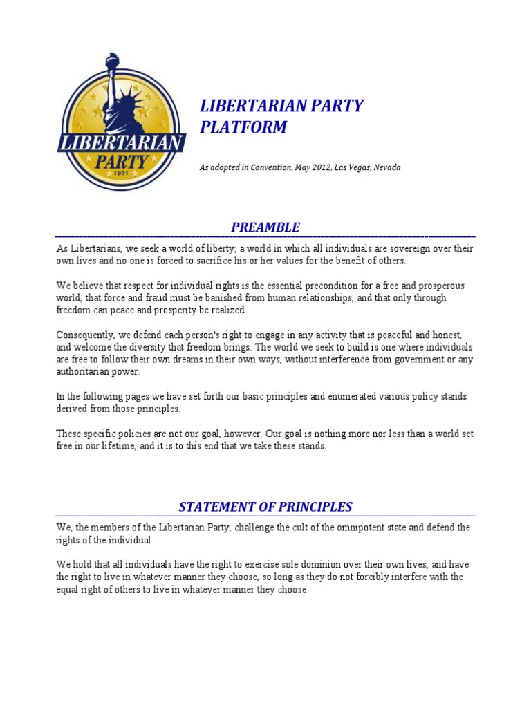 Libertarian Party Platform Overview | PDF