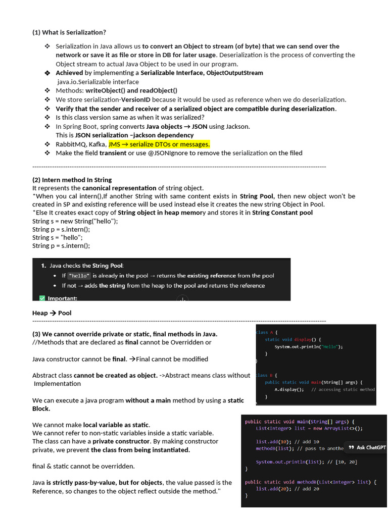 JAVA_QUESTIONS | PDF | Method (Computer Programming) | Inheritance ...