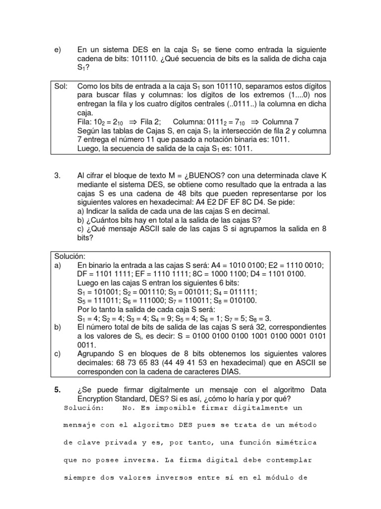 Ejercicios DES | PDF | Clave (criptografía) | Criptografía