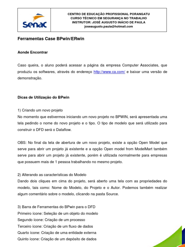 Guia Completo BPwin/ERwin para DFD | PDF | Janela (informática) | Desenvolvimento profissional