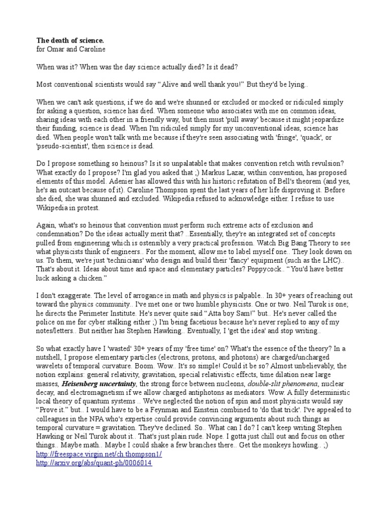 The Death of Science | PDF | Photon | Condensed Matter Physics