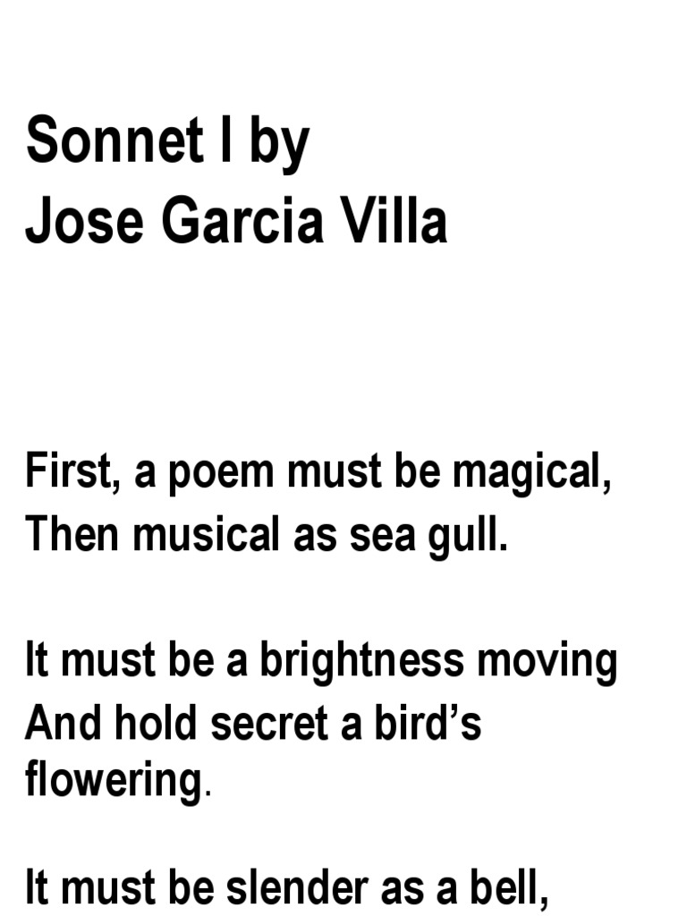 Sonnet I by Jose Garcia Villa | PDF