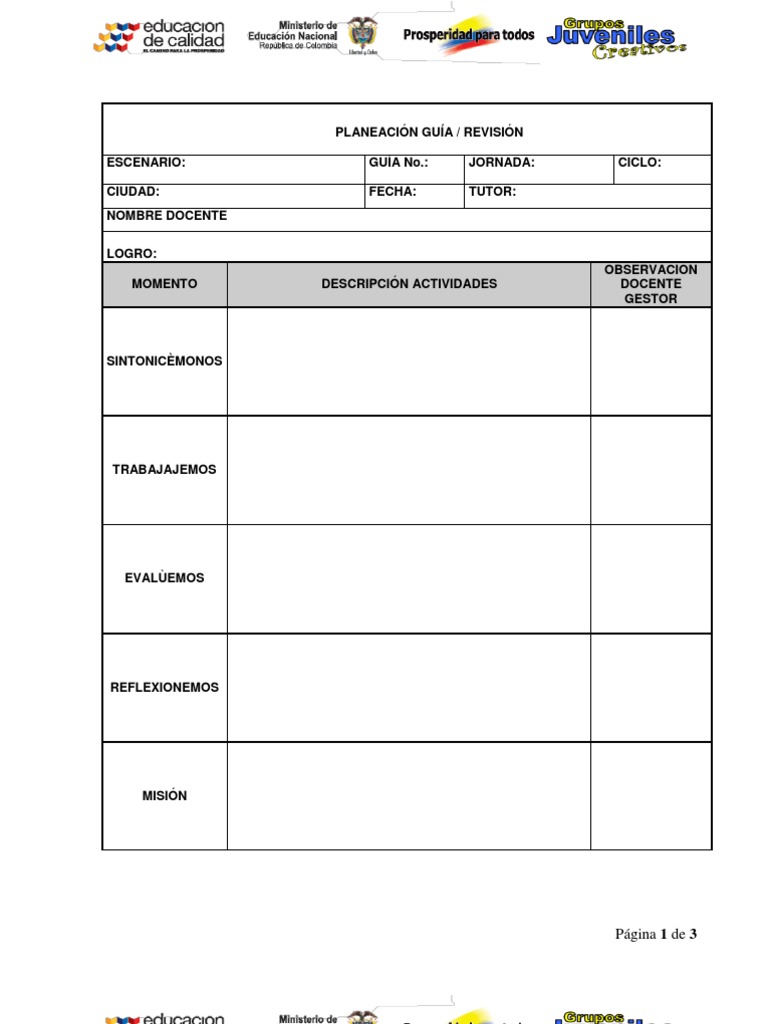 2 - Formato Planeacion Guia-Revision | Maestros | Conocimiento