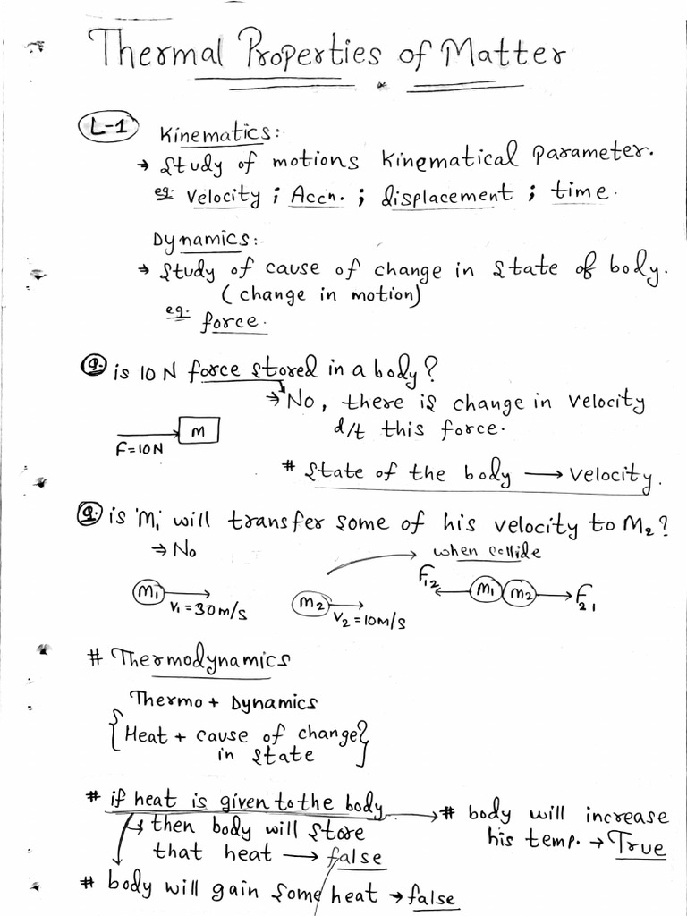 Thermal Pro.of Matter {Handwritten Notes} | PDF