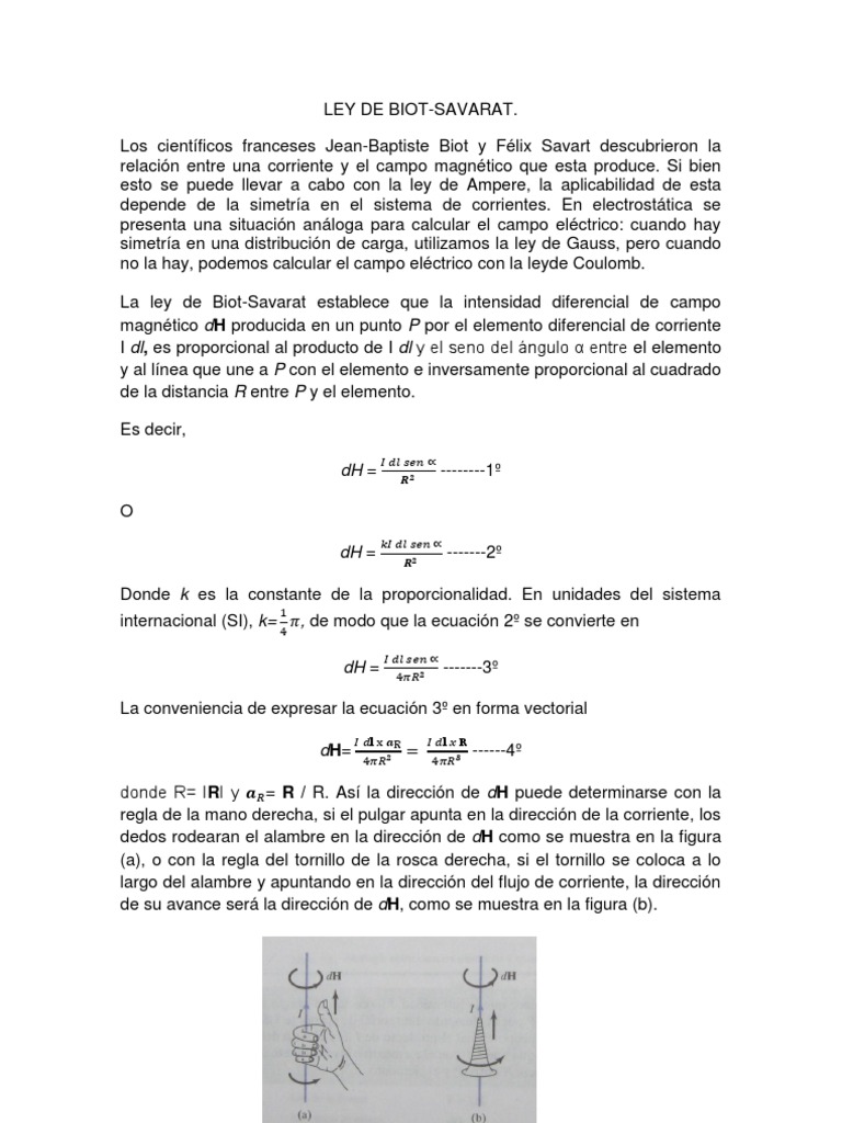Ley de Biot-Savart | PDF | Campo magnético | Corriente eléctrica
