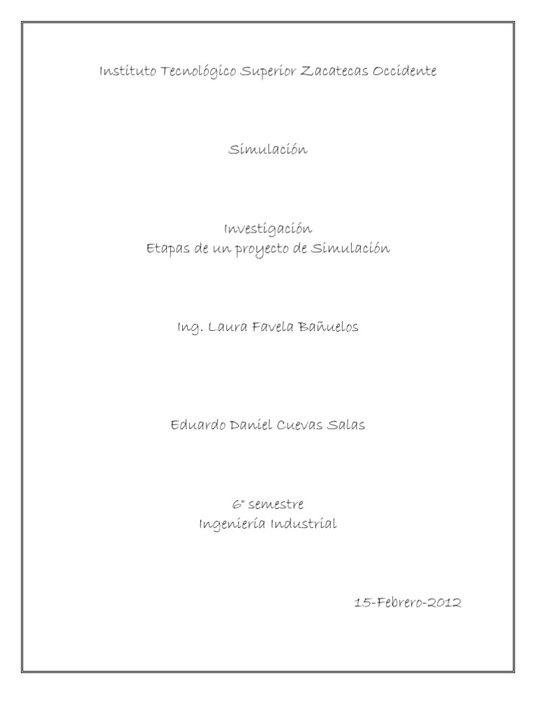 Etapas de Un Proyecto de Simulación | PDF | Simulación | Programa de ...