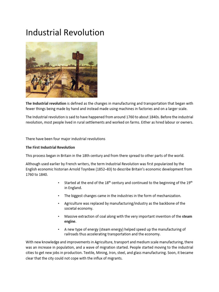 Introduction to the Industrial Revolution | PDF | Industrial Revolution ...