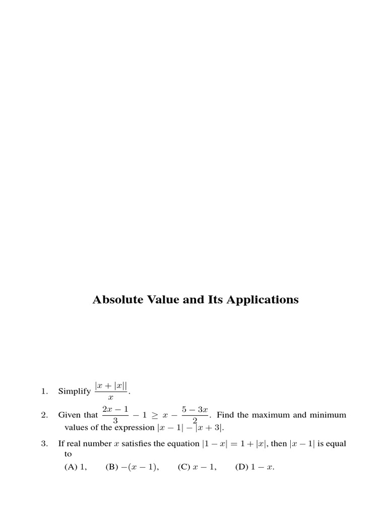 Absolute Value and Its Applications | PDF