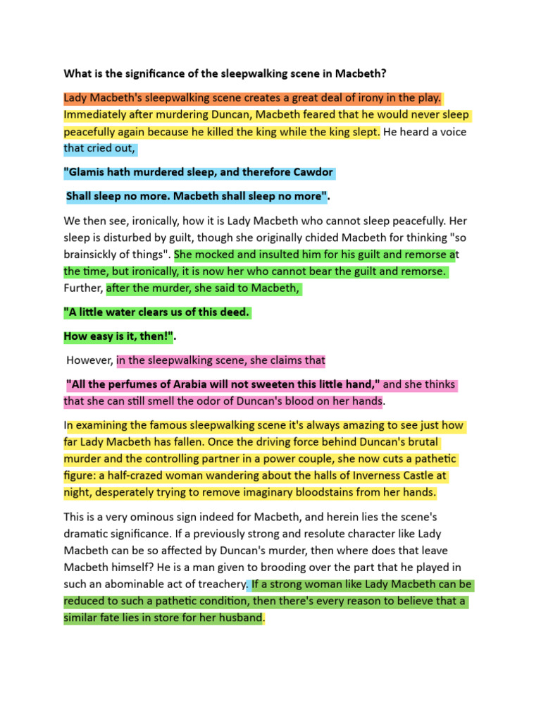 What is the Significance of the Sleepwalking Scene in Macbeth | PDF