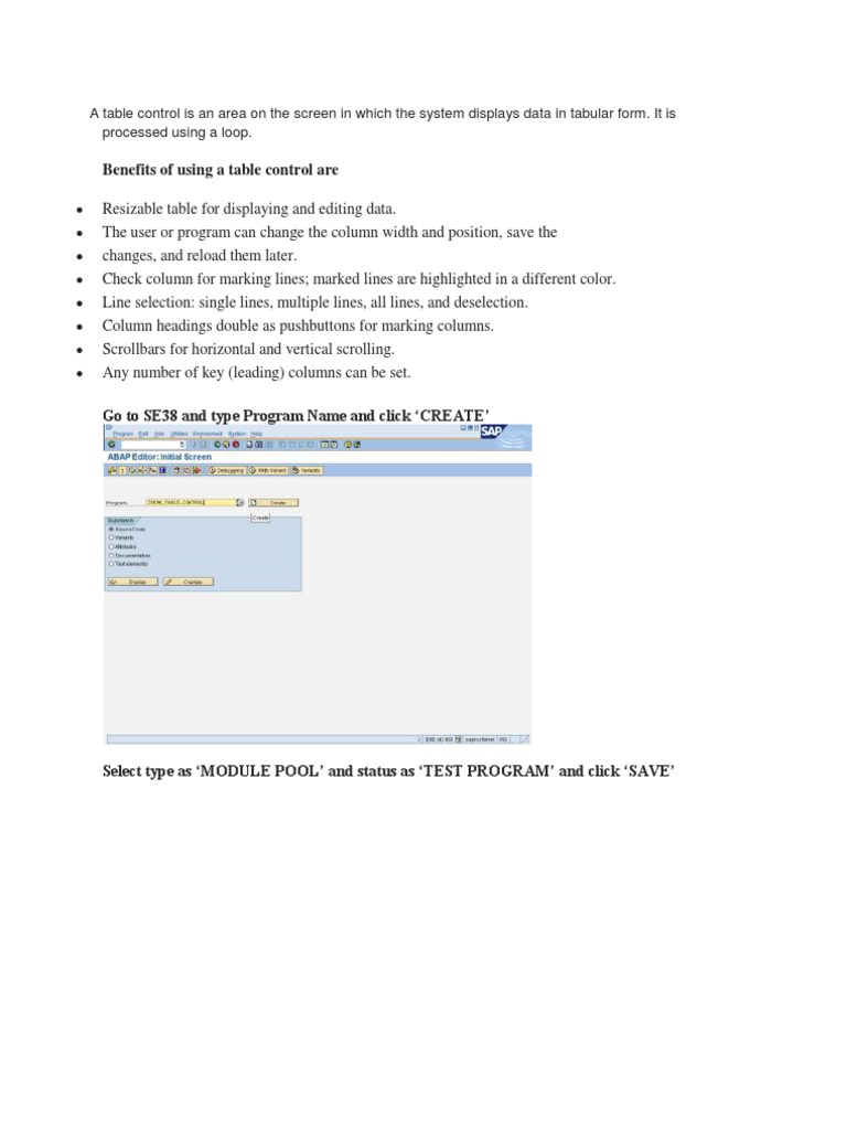 A Table Control Is An Area On The Screen in Which The System Displays ...