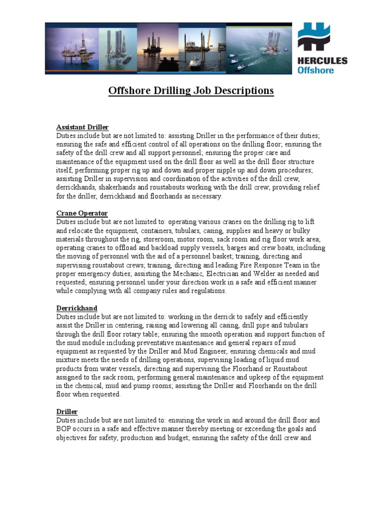 Offshore Drilling Descriptions | PDF | Drilling Rig | Electrician